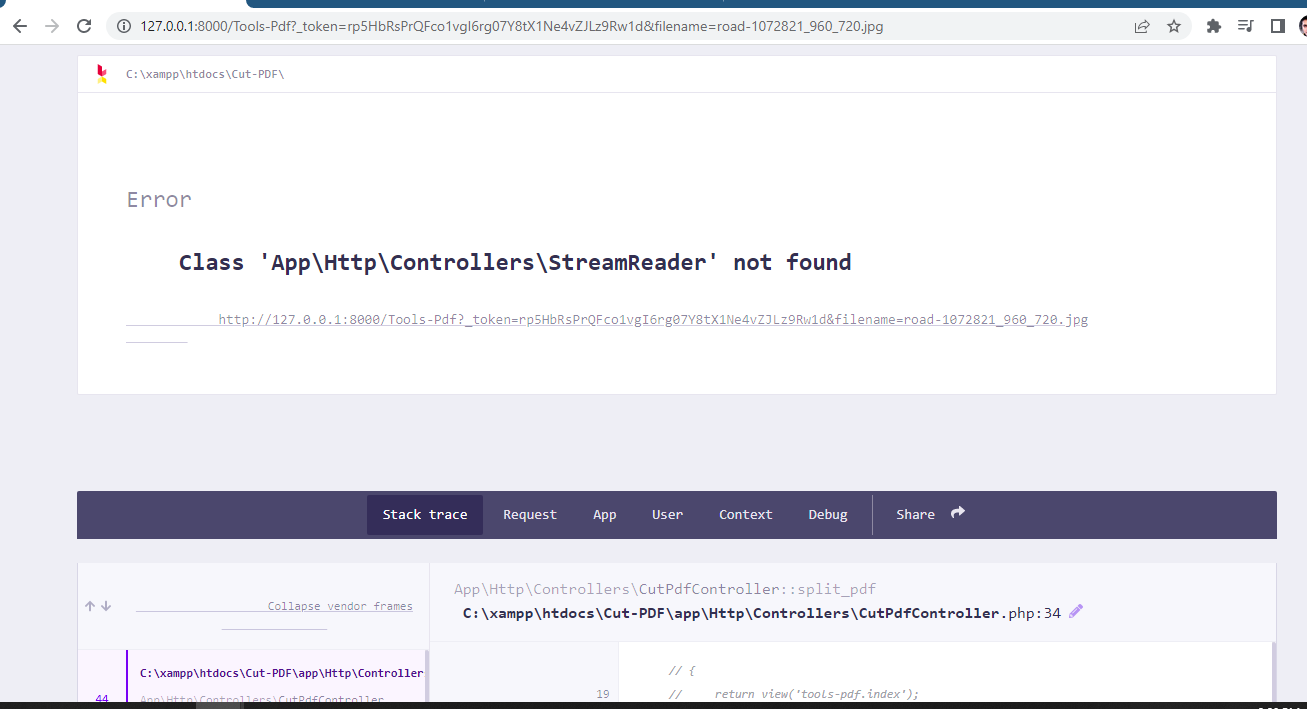 Error Class Appcontrollersstreamreader Not Found Laravel Issue Devops Support