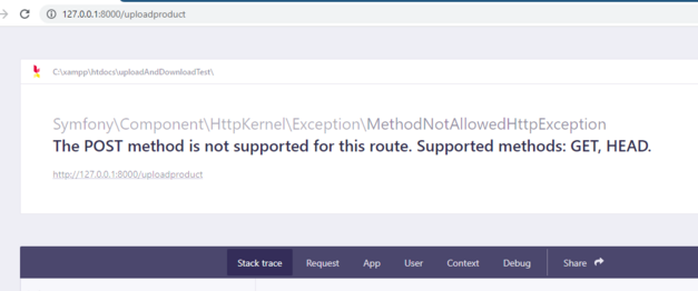 The POST method is not supported for this route. Supported methods: GET, HEAD. - DevOps Support