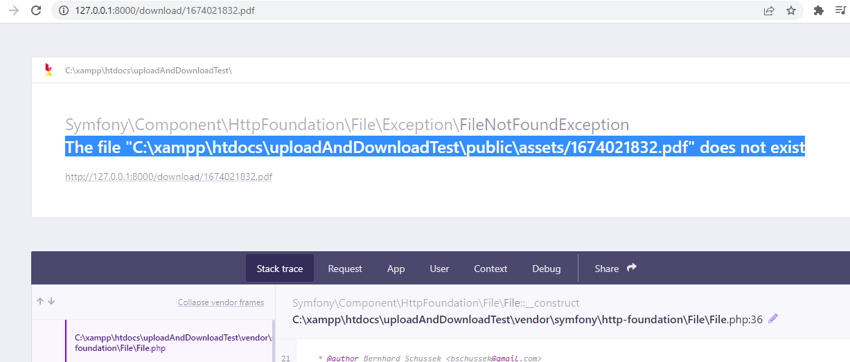 Symfony\Component\... The file "C:\xampp\.../1674021832.pdf" does not exist - DevOps Support