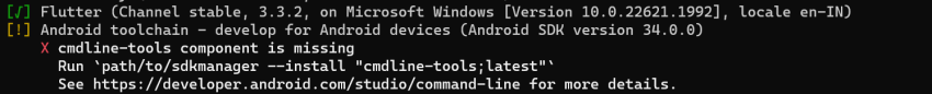Flutter error: cmdline-tools component is missing - DevOps Support