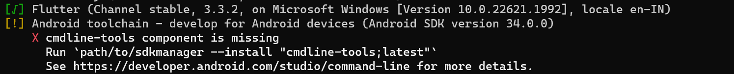 Flutter Error Cmdline Tools Component Is Missing Devops Support