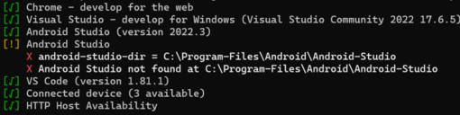 Flutter Doctor Error: android-studio-dir = - DevOps Support