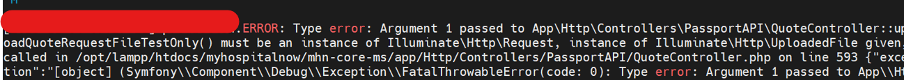 Error: Argument 1 passed to App\...\UploadQuoteRequestFileTestOnly ... Error: Argument 1 passed to App\...\UploadQuoteRequestFileTestOnly ...
