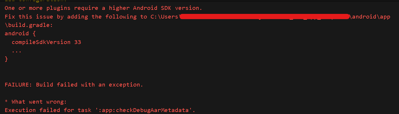 Flutter Error Fix This Issue By Adding Compilesdkversion 33 Devops Support