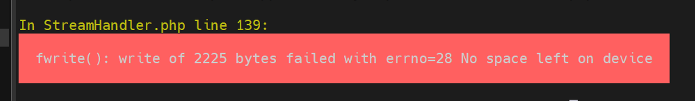 Write Of 2225 Bytes Failed With Errno28 No Space Left On Device