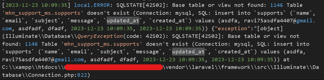 Laravel Sqlstate 42s02 Error Base Table Or View Not Found Devops Support