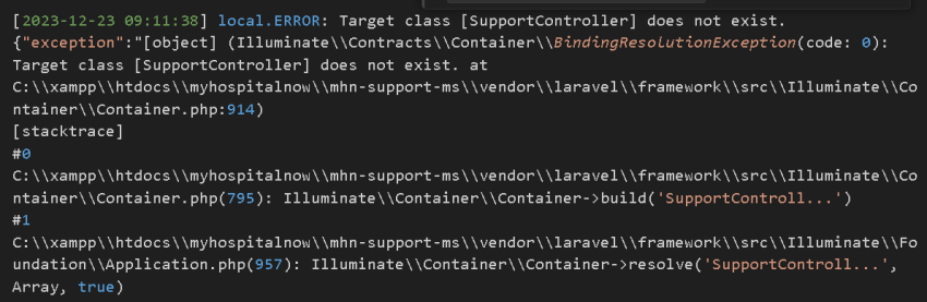 Laravel Error Target Class Controller Does Not Exist Devops Support