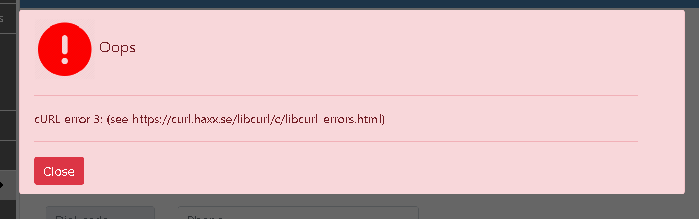 Laravel Error Localinfo Curl Error 3 Devops Support