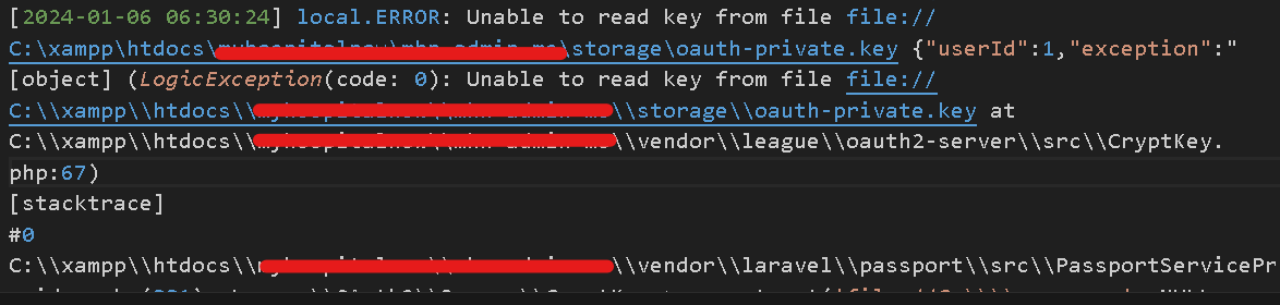Error In Laravel Unable To Read Key From File Passport Installation Devops Support