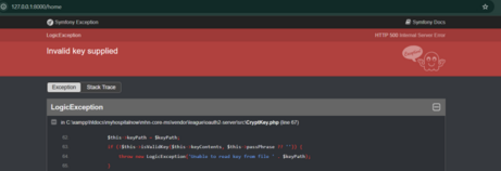 Error in Laravel:"Invalid Key Supplied" - DevOps Support