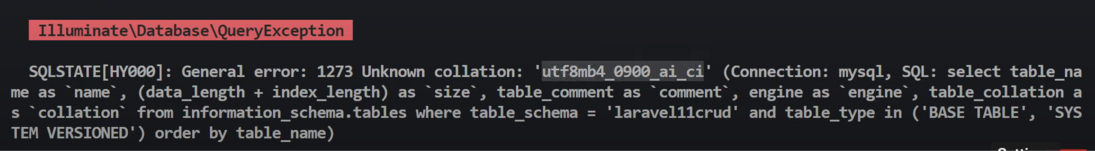 Fixing Laravel Migration Error: "Unknown Collation: utf8mb4_0900_ai_ci" - DevOps Support